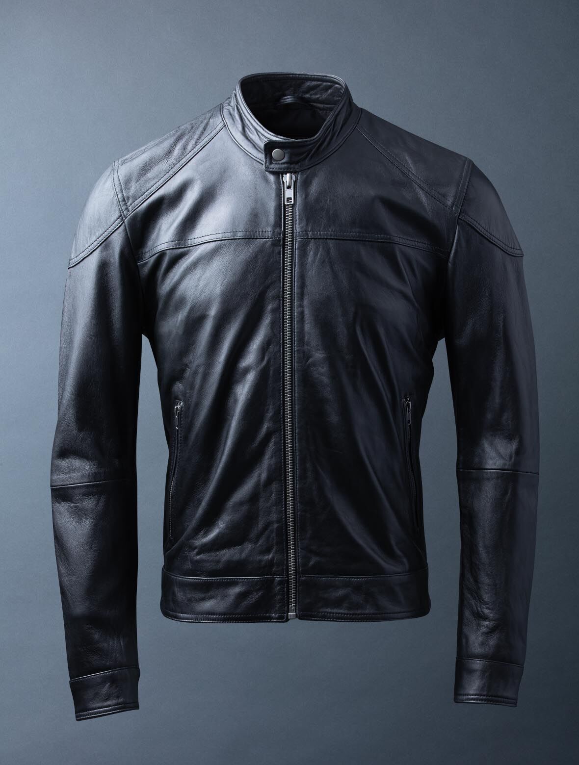 Skelton Leather Biker Jacket in Black - UK Jackets