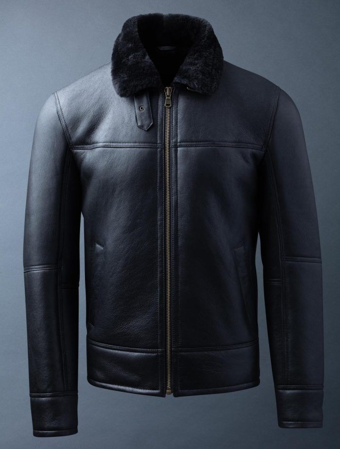 Hawker Sheepskin Flying Jacket in Black - UK Jackets
